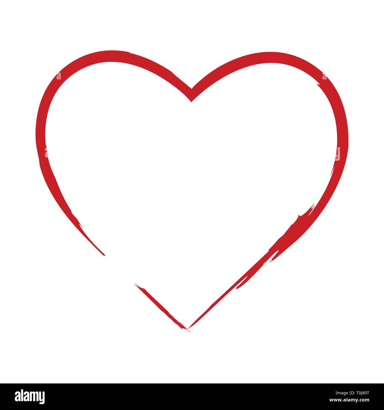 Brush drawing calligraphy heart, isolated on white Stock Vector Image ...