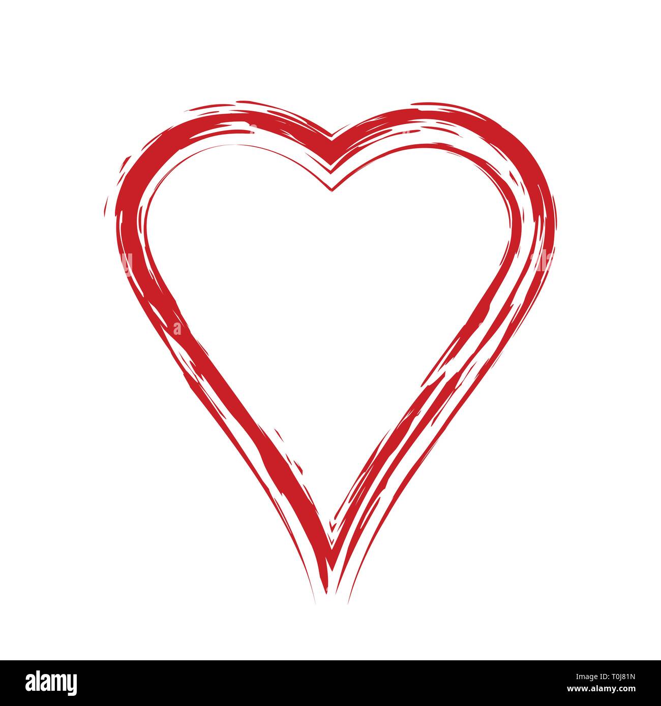 Brush drawing calligraphy heart, isolated on white Stock Vector Image ...