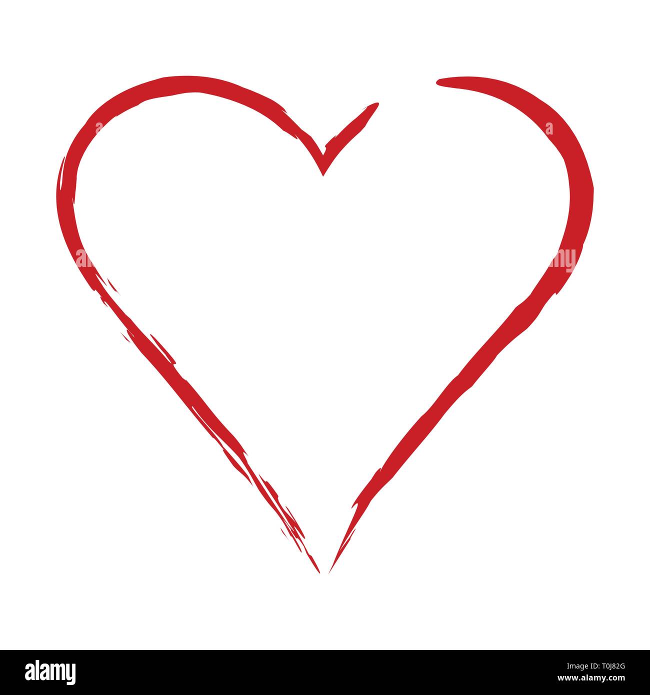 Brush drawing calligraphy heart, isolated on white Stock Vector Image ...