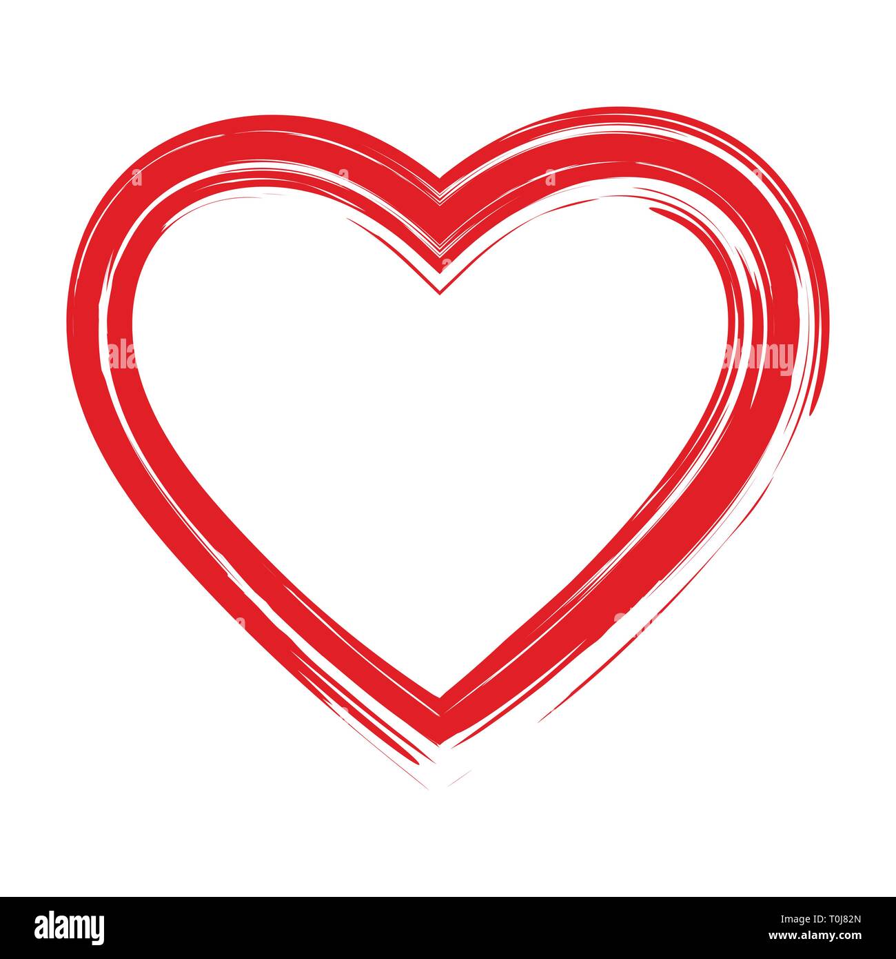 Brush drawing calligraphy heart, isolated on white Stock Vector Image ...