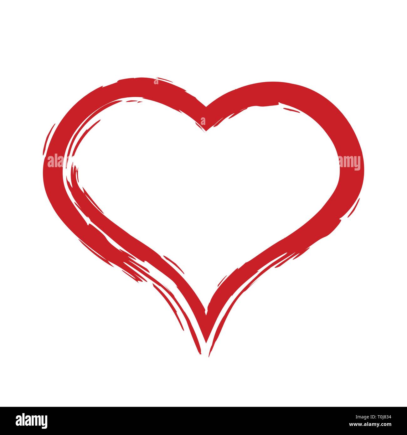 Brush drawing calligraphy heart, isolated on white Stock Vector Image ...