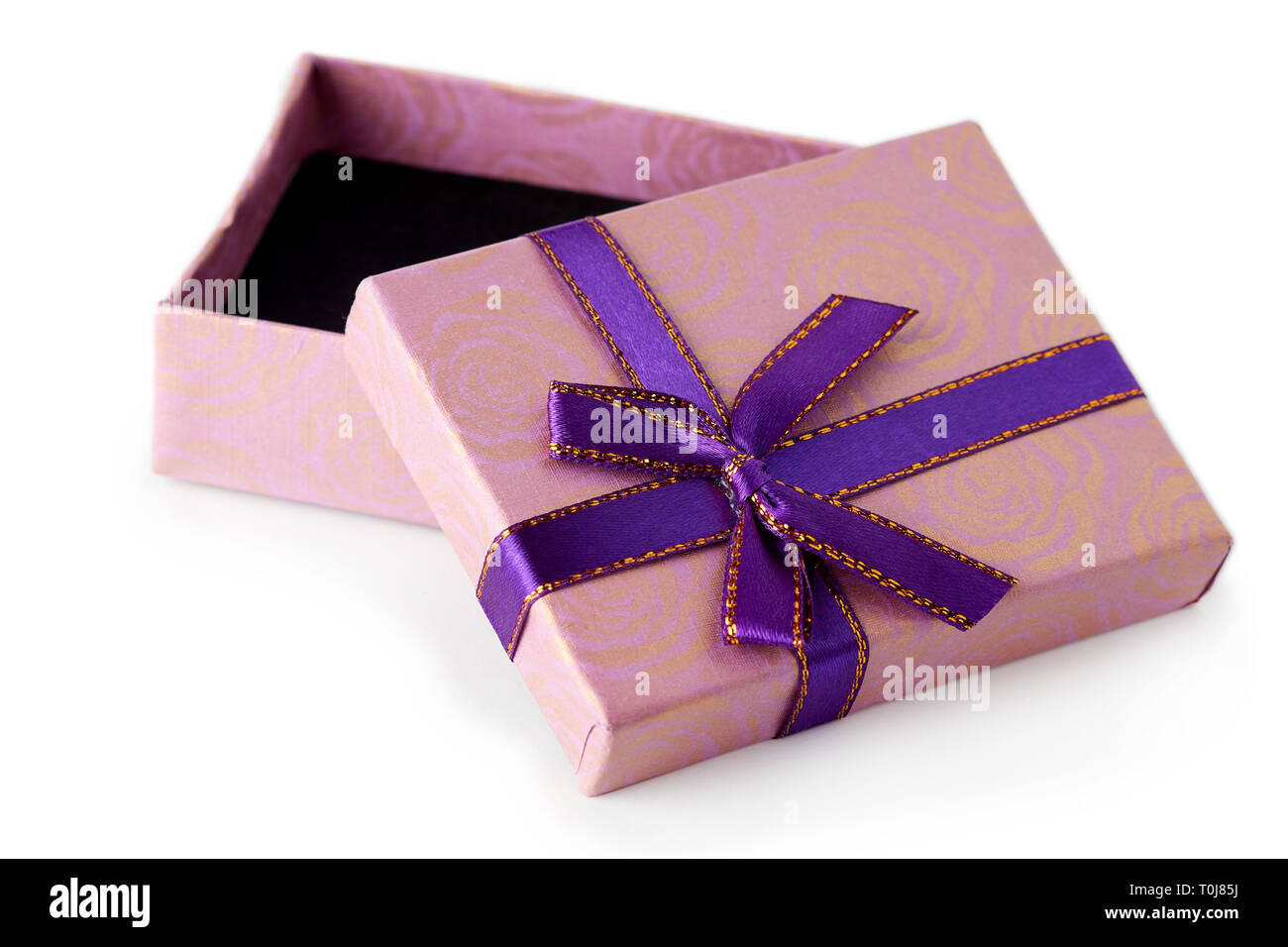 Pink and purple gift box with bow isolated on white background Stock ...