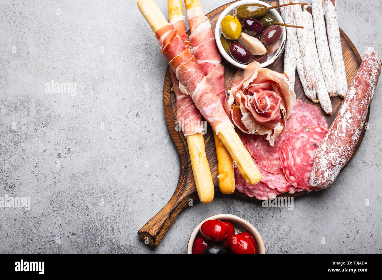 Selection of meat and appetizers Stock Photo - Alamy