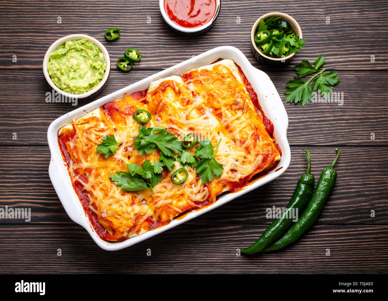 Traditional Mexican enchiladas Stock Photo - Alamy