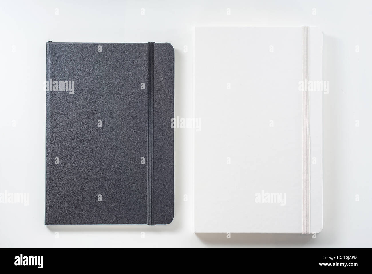 Top view collection of notebook front Stock Photo - Alamy