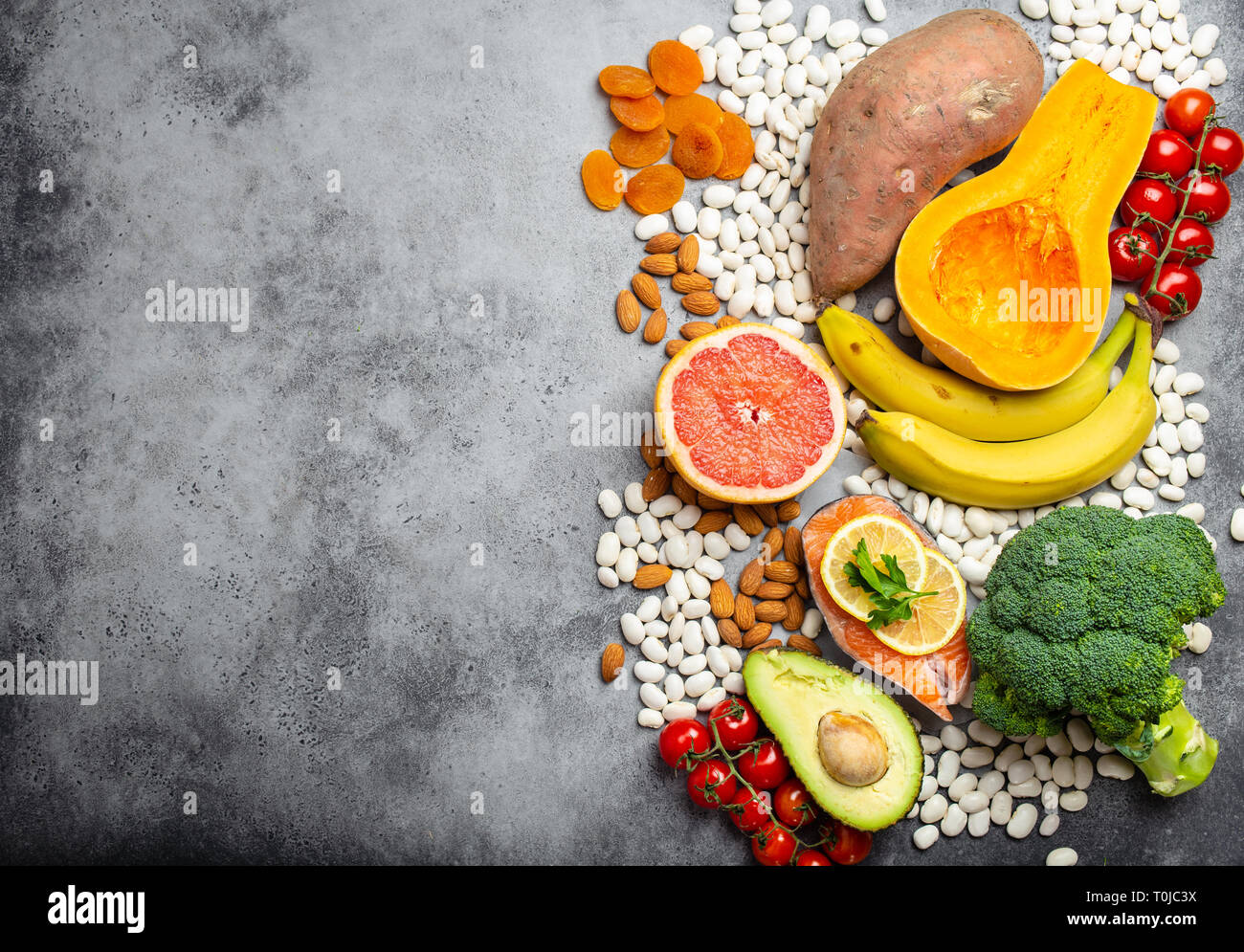 Natural food sources of potassium Stock Photo - Alamy