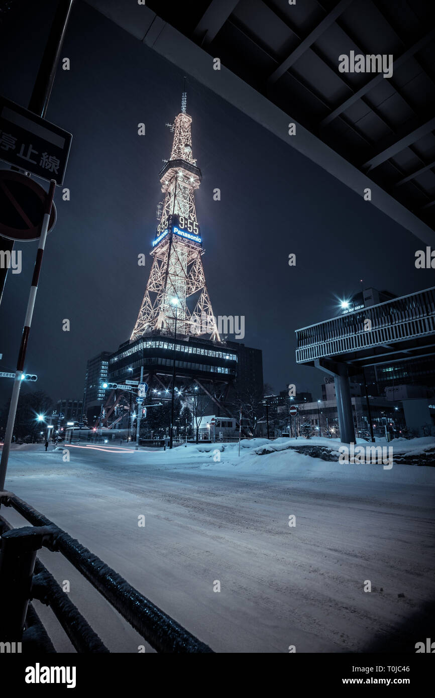 The Sapporo TV Tower, in Hokkaido, Japan. This famous landmark is open ...