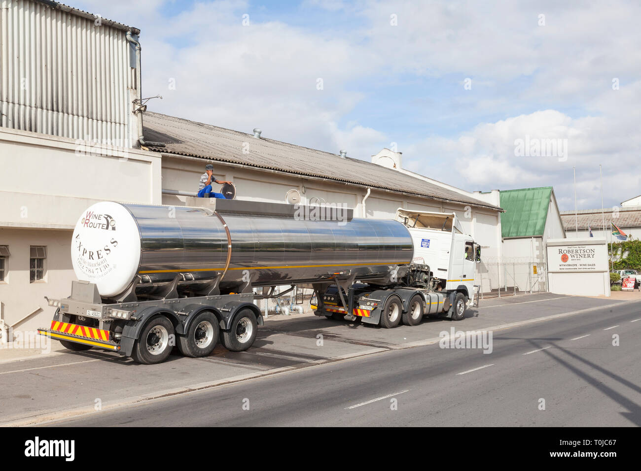 Wine tanker for transporting wine outside The Robertson Winery cellar ...