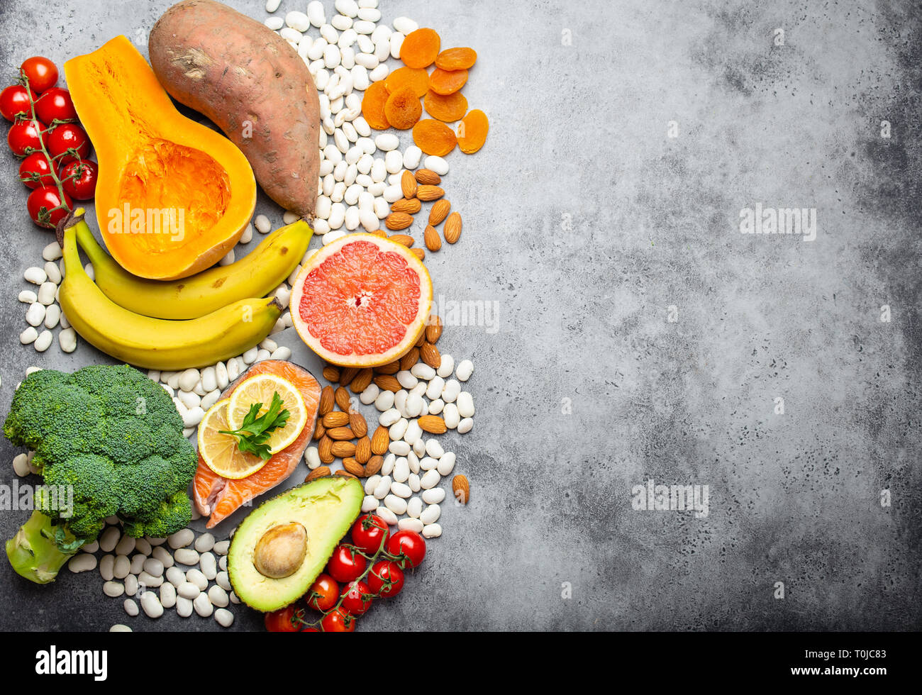Natural food sources of potassium Stock Photo - Alamy