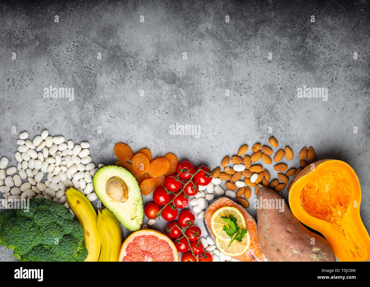 Natural food sources of potassium Stock Photo - Alamy