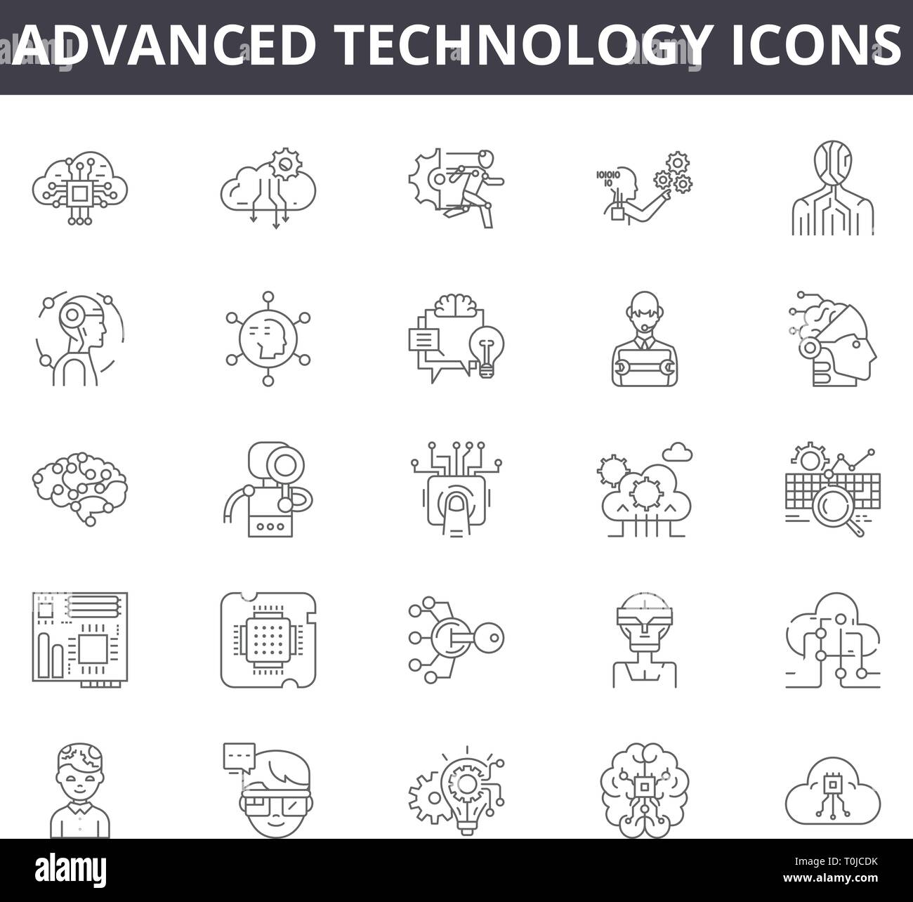 Advanced technology line icons. Editable stroke signs. Concept icons ...