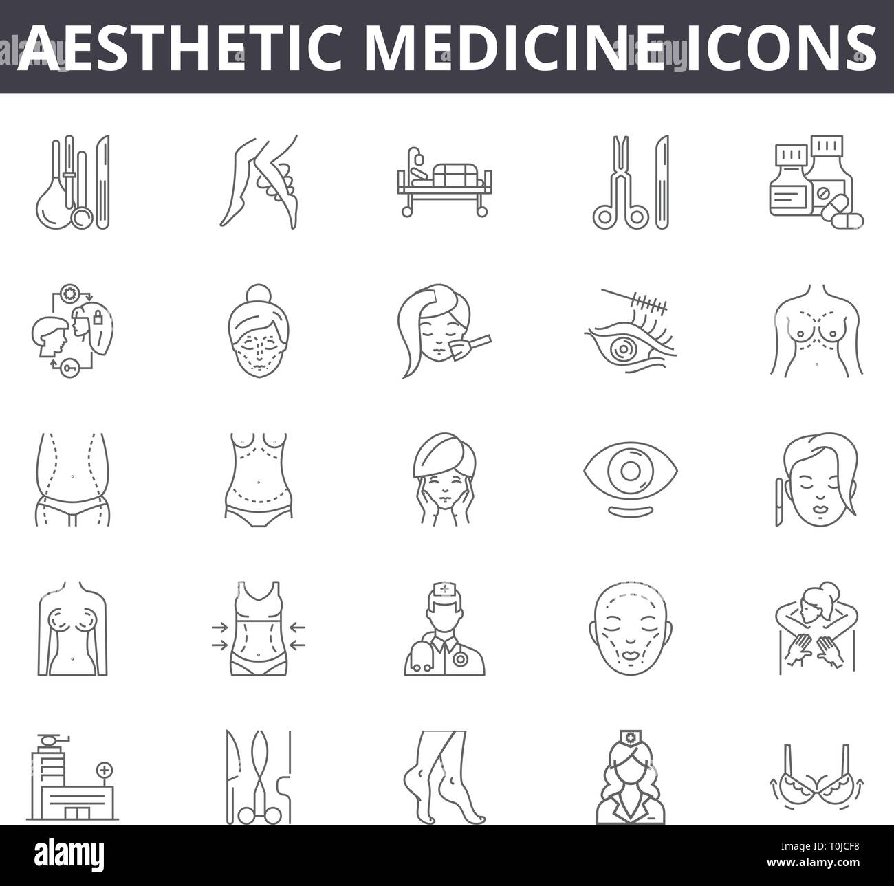 Aesthetic medicine line icons. Editable stroke. Concept illustrations ...