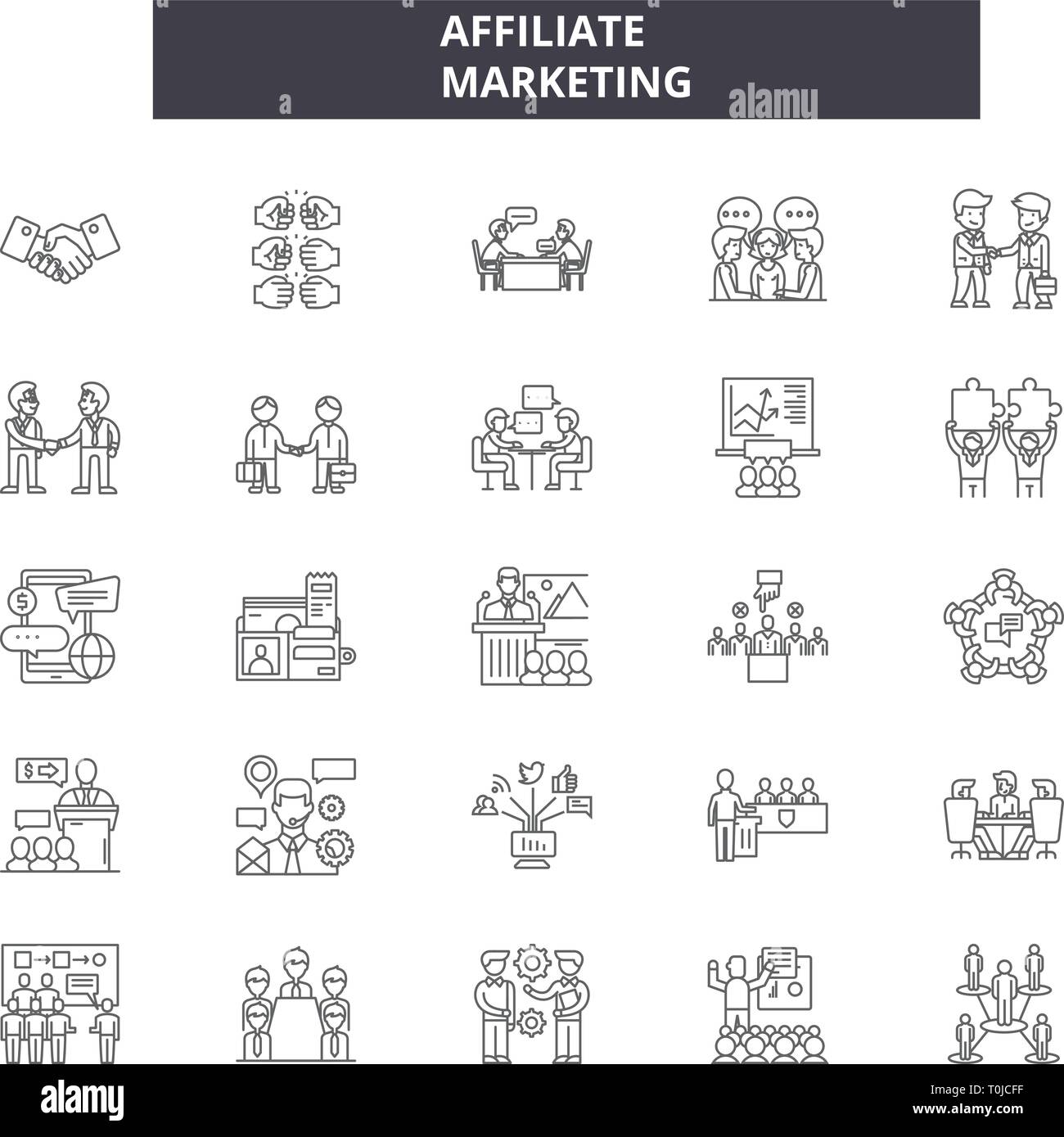 Affiliate marketing line icons. Editable stroke signs. Concept icons ...
