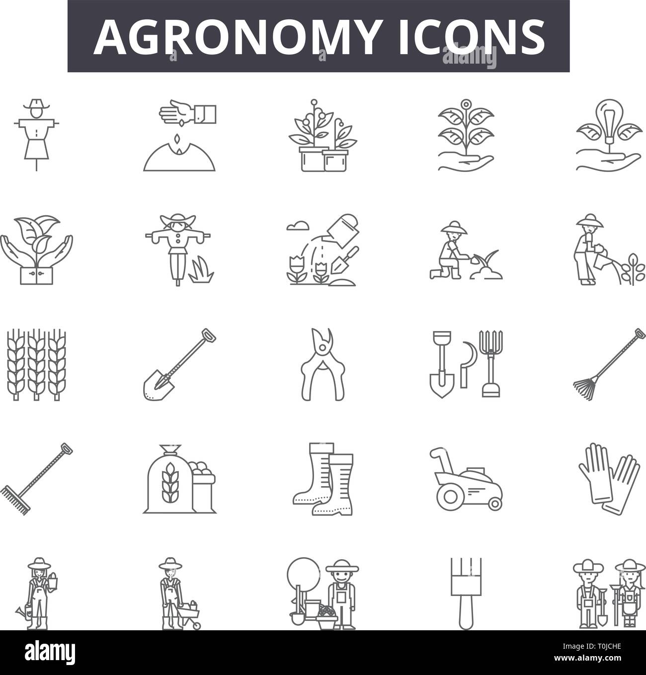 Agronomy line icons. Editable stroke signs. Concept icons: agriculture ...