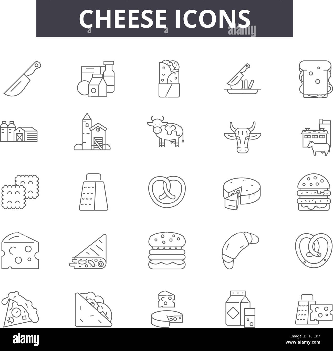Cheese line icons for web and mobile. Editable stroke signs. Cheese ...