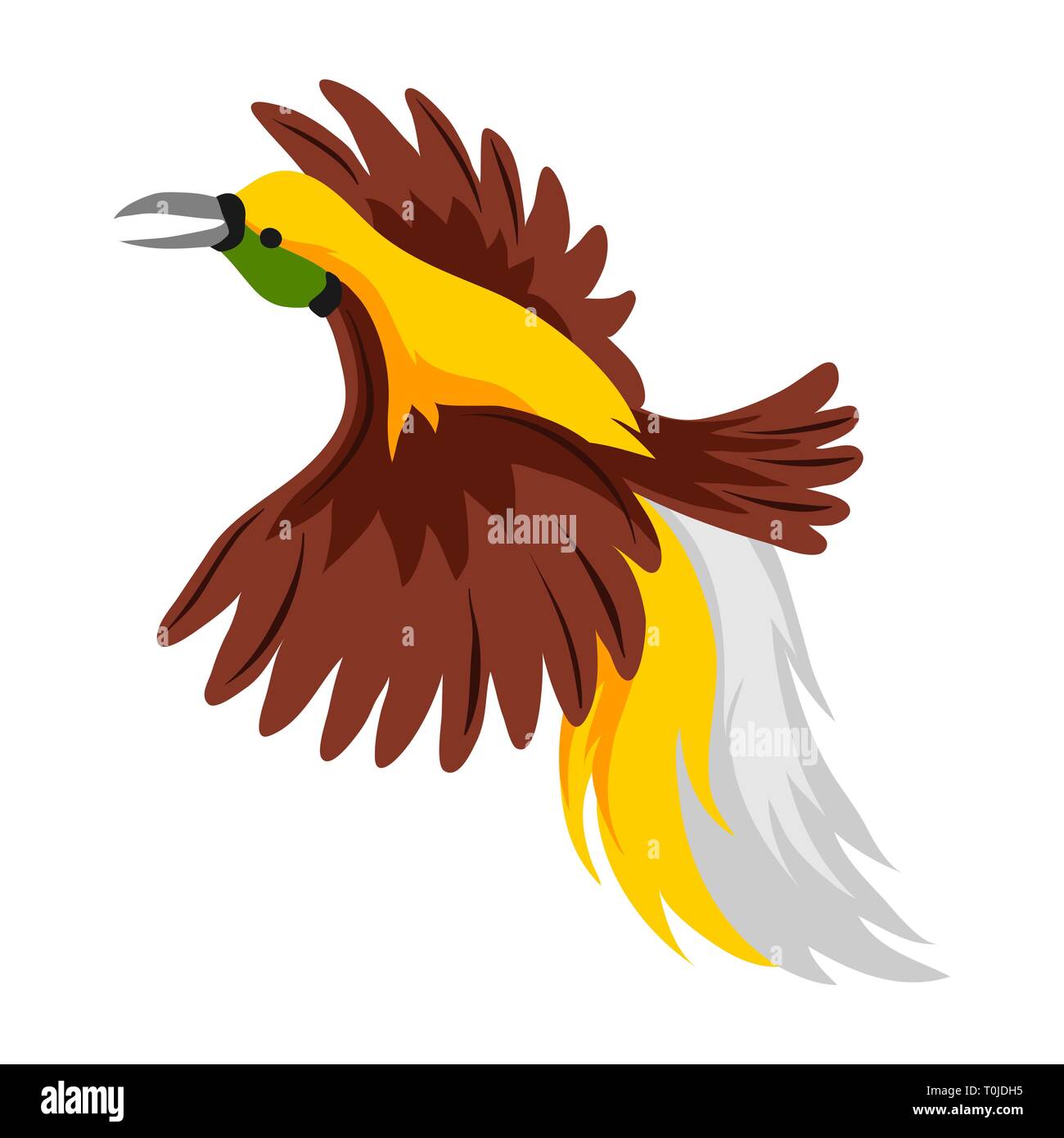 Illustration bird of paradise. Tropical exotic animal on white ...
