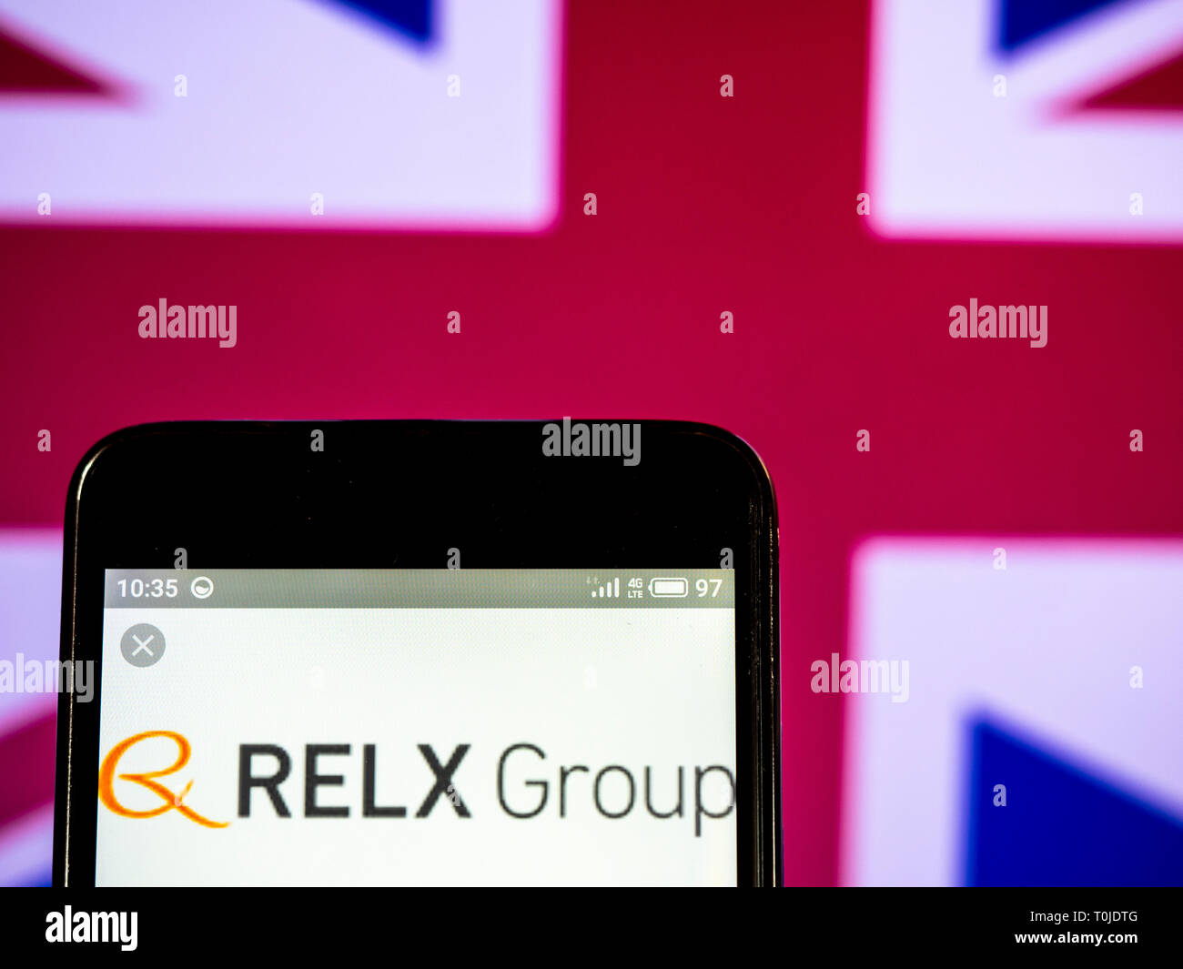 RELX plc company logo seen displayed on smart phone Stock Photo - Alamy