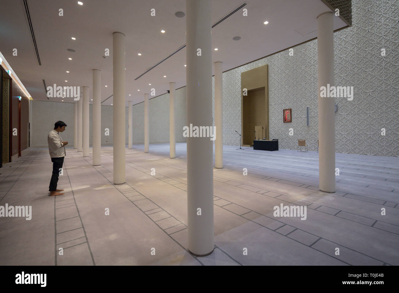 interior of prayer hall, Msheireb Jumaa Mosque, Doha, Qatar Stock Photo ...