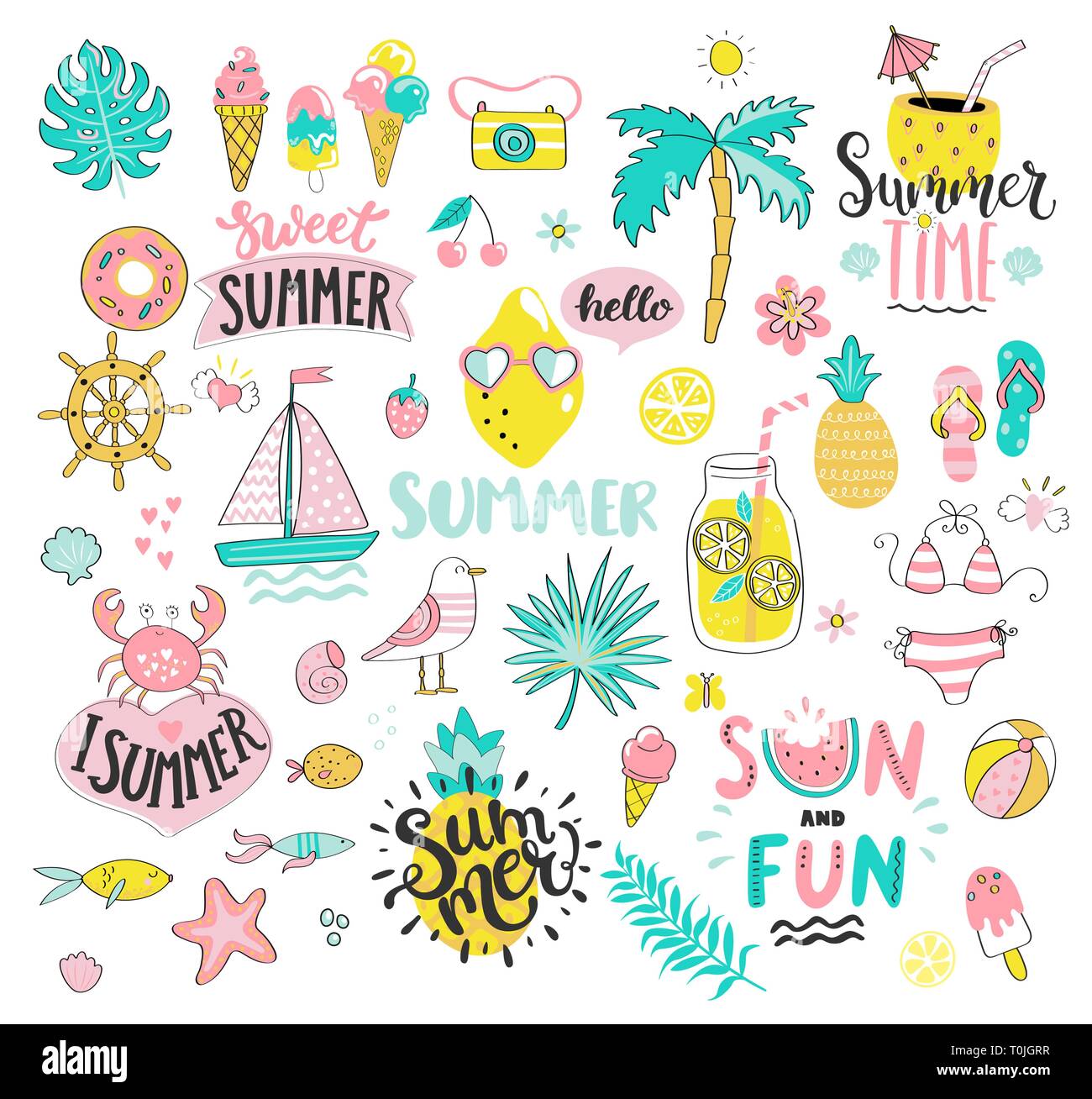Summer lettering set isolated Cut Out Stock Images & Pictures - Alamy