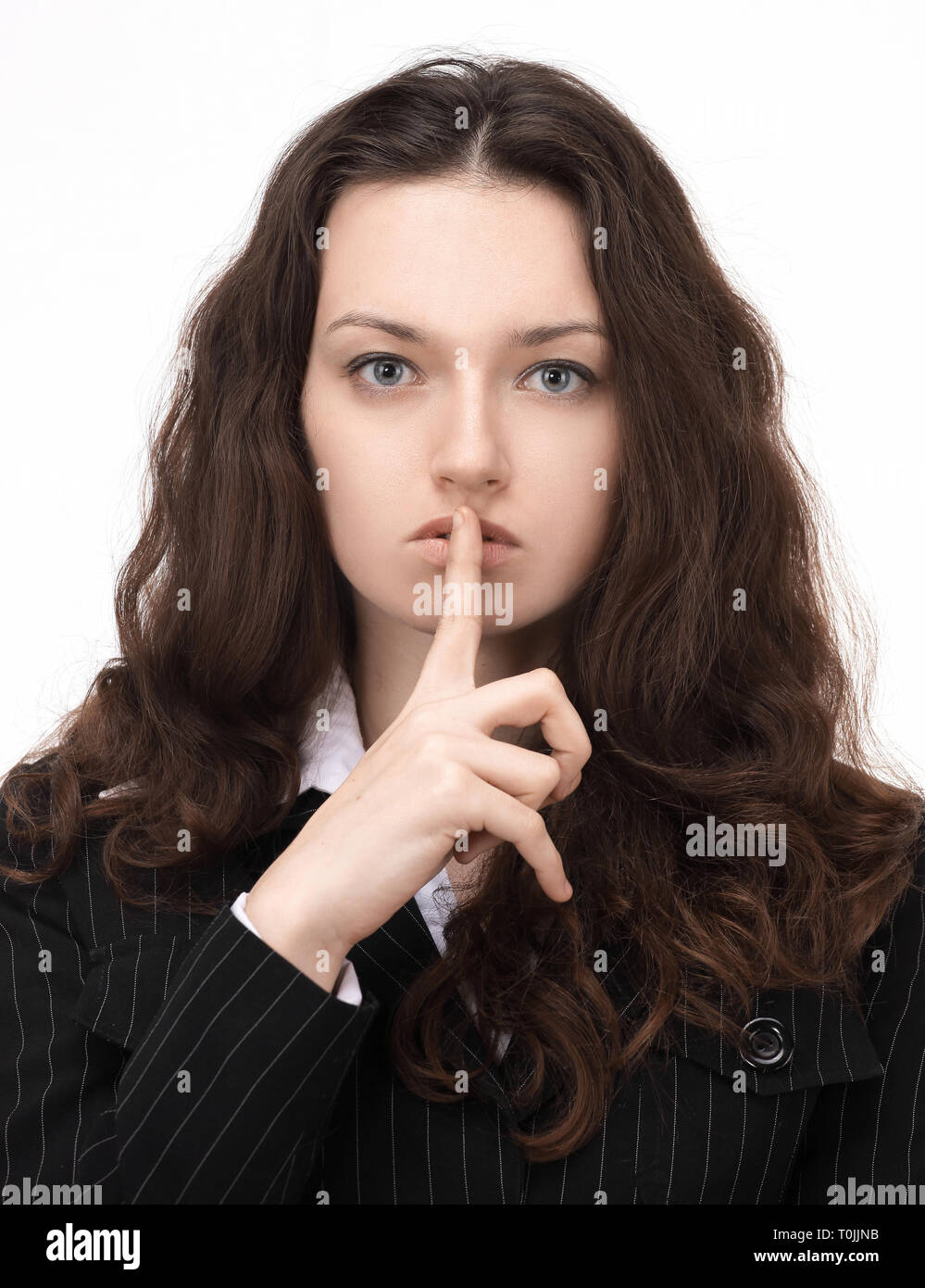 closeup.confident business woman making a gesture of silence Stock ...
