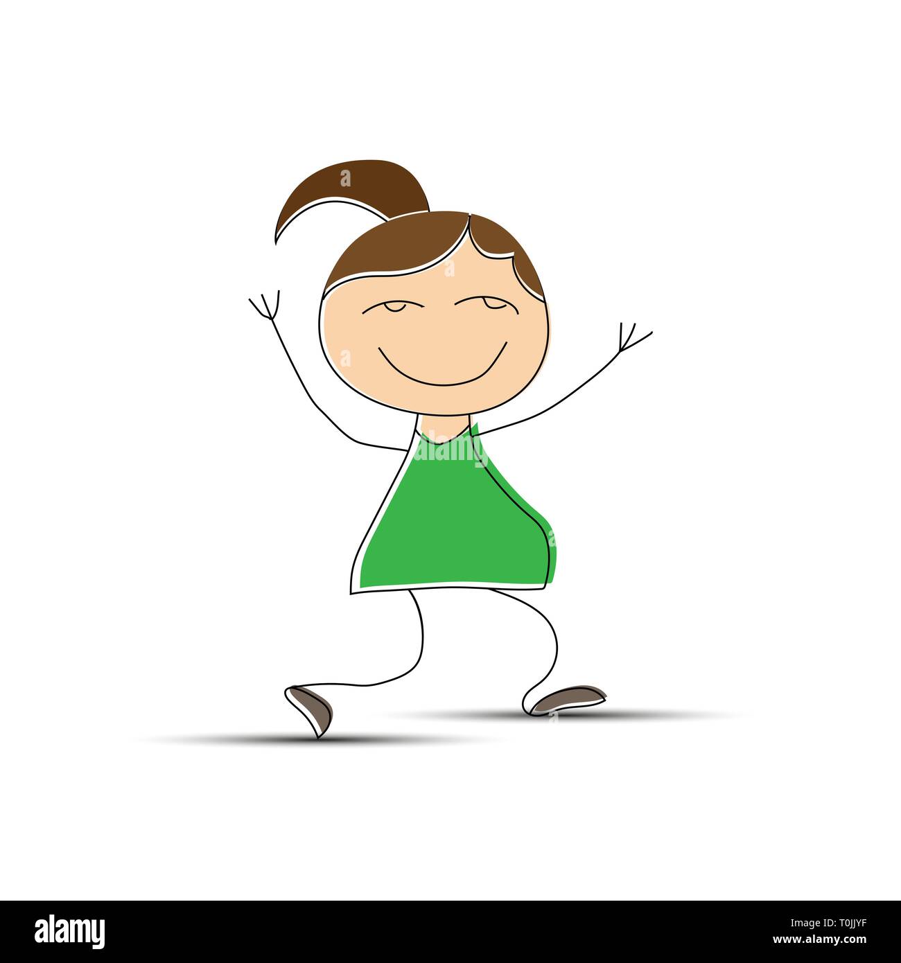 Cheerful cartoon girl simple Cut Out Stock Images & Pictures - Alamy
