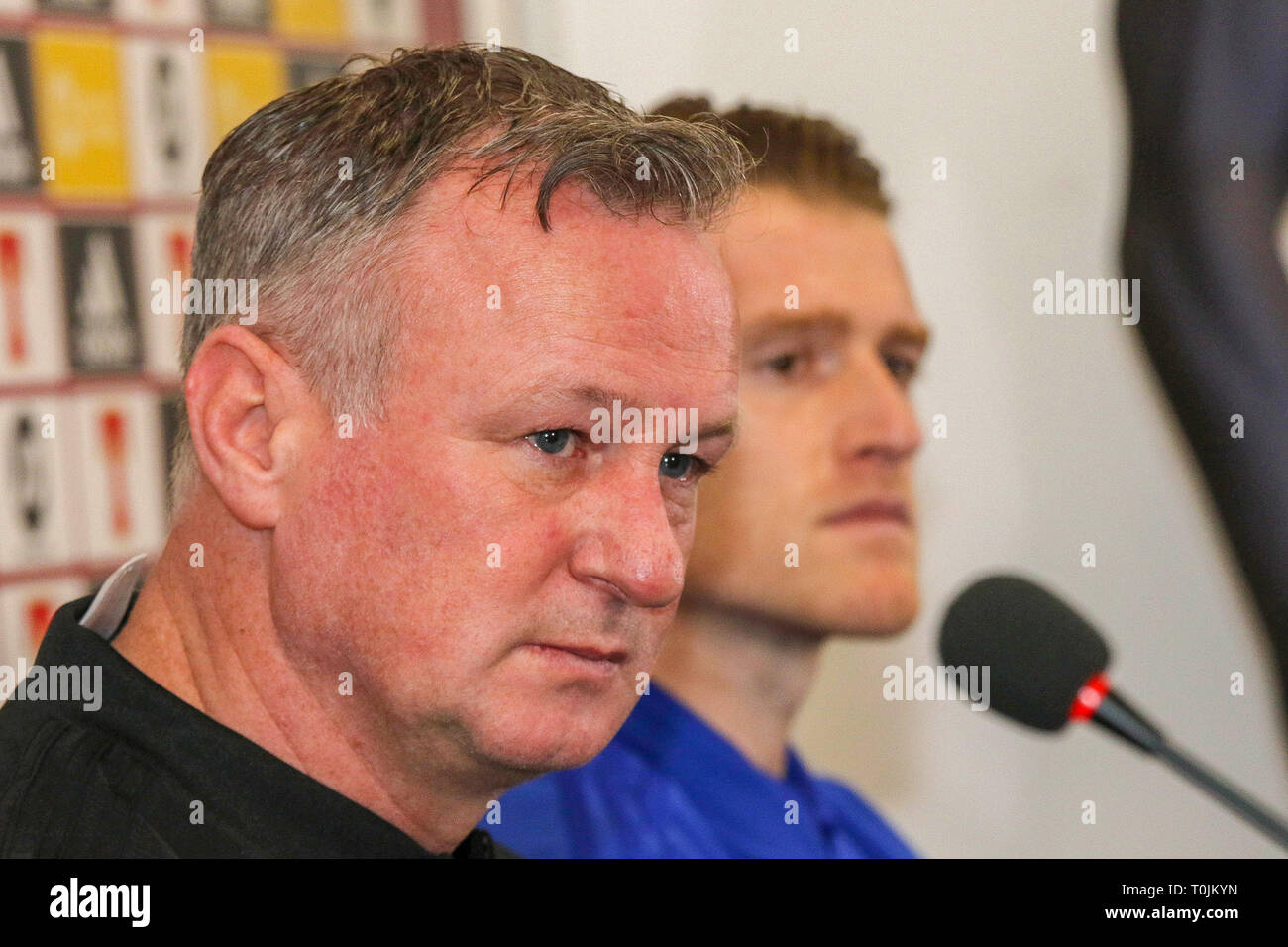 Michael oneill and steven davis at press conference hi-res stock ...