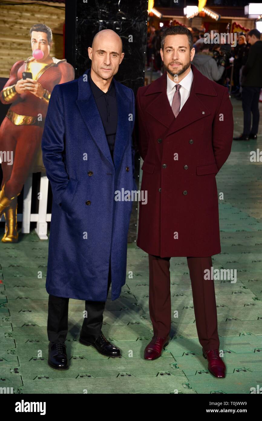 London, UK. 20th Mar, 2019. Mark Strong, Zachary Levi, Shazam, Bernie ...