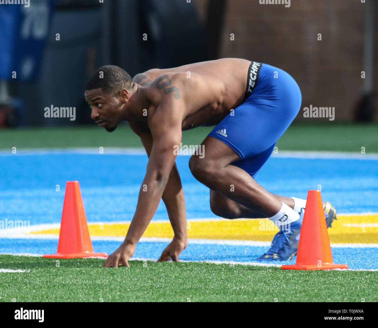 March 19, 2019.UCLA former defensive back Mossi Johnson during the UCLA ...