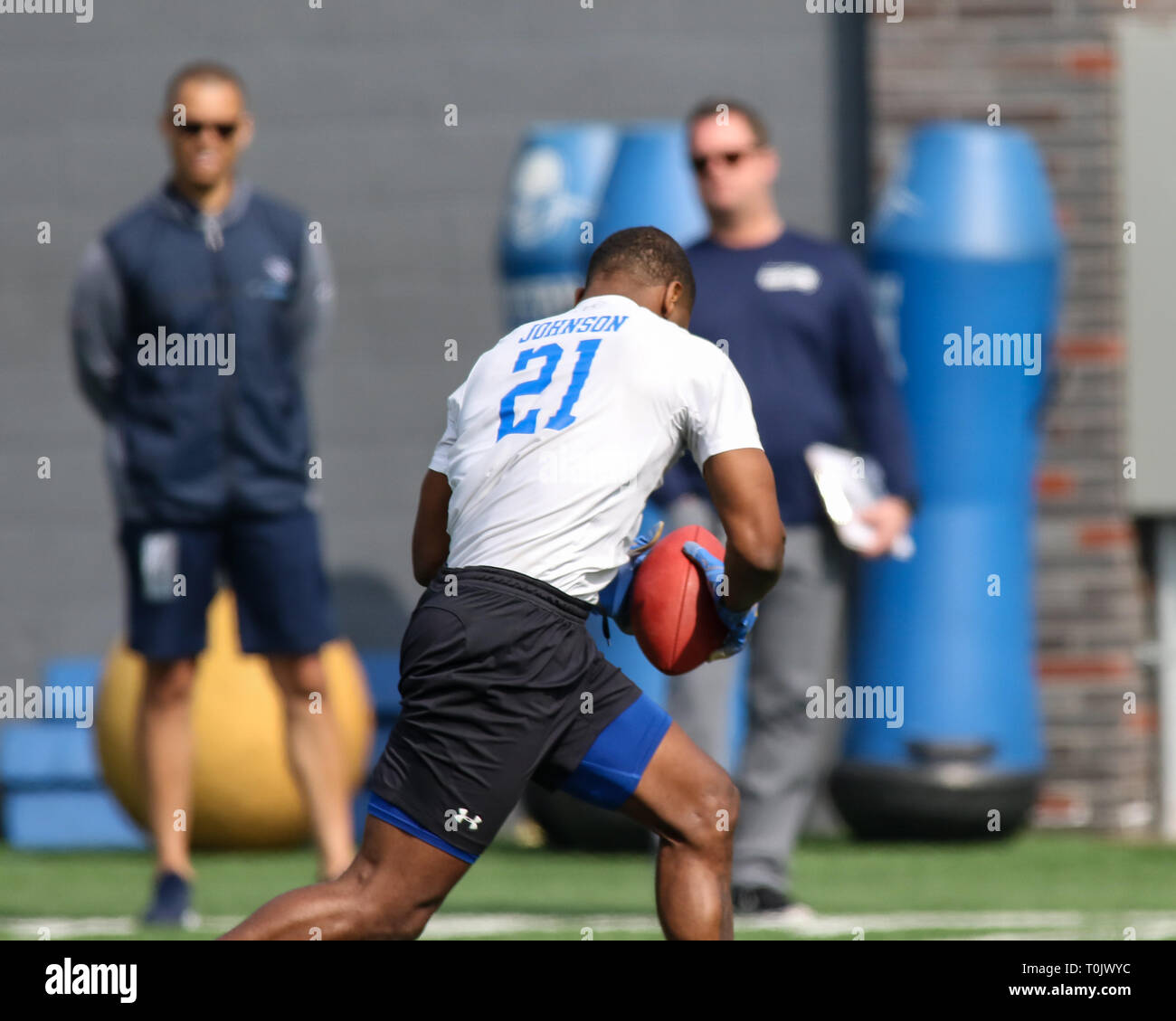March 19, 2019.UCLA Mossi Johnson during the UCLA Pro Day 2019 at ...