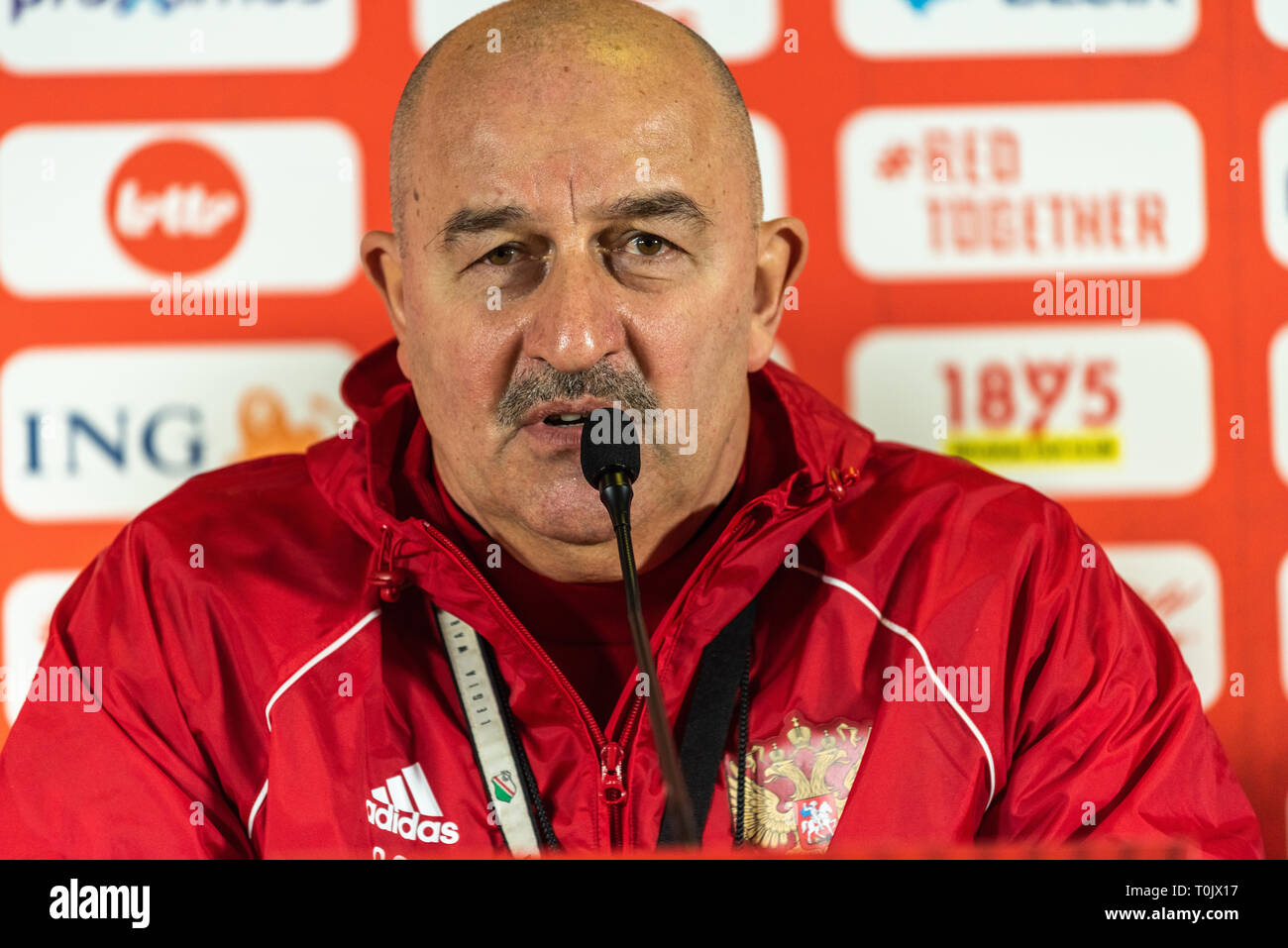 Brussels, Belgium - March 20, 2019. Russia national football team coach ...
