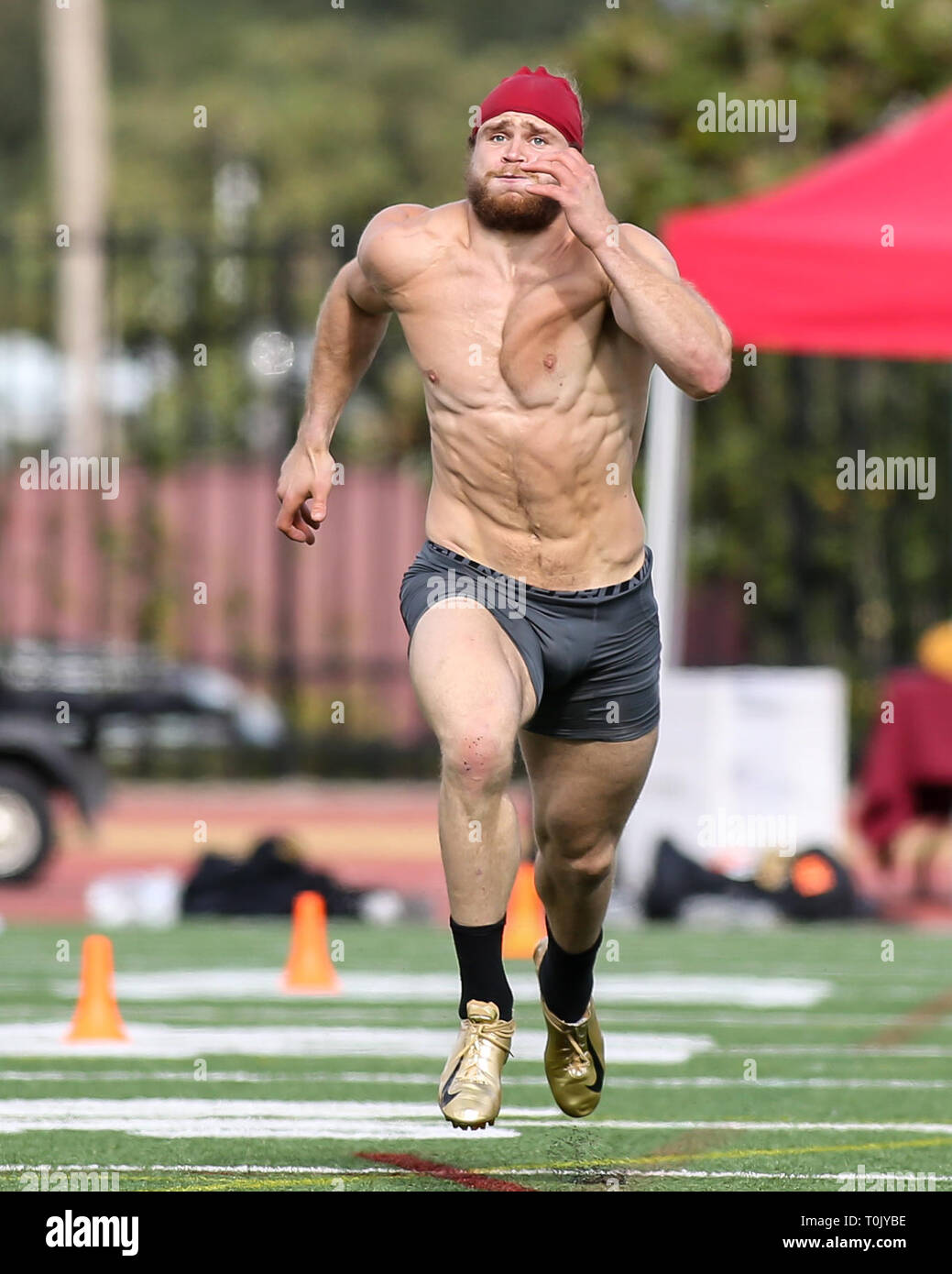 USC Trojans linebacker Porter Gustin (45) during the USC Trojans Pro ...
