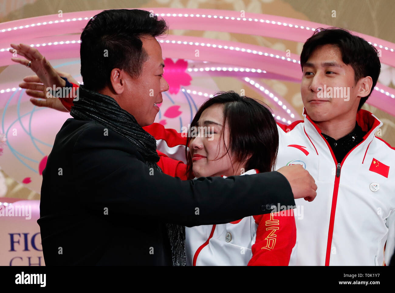 Saitama, Japan. 21st Mar, 2019. China's Sui Wenjing (C)/Han Cong and ...