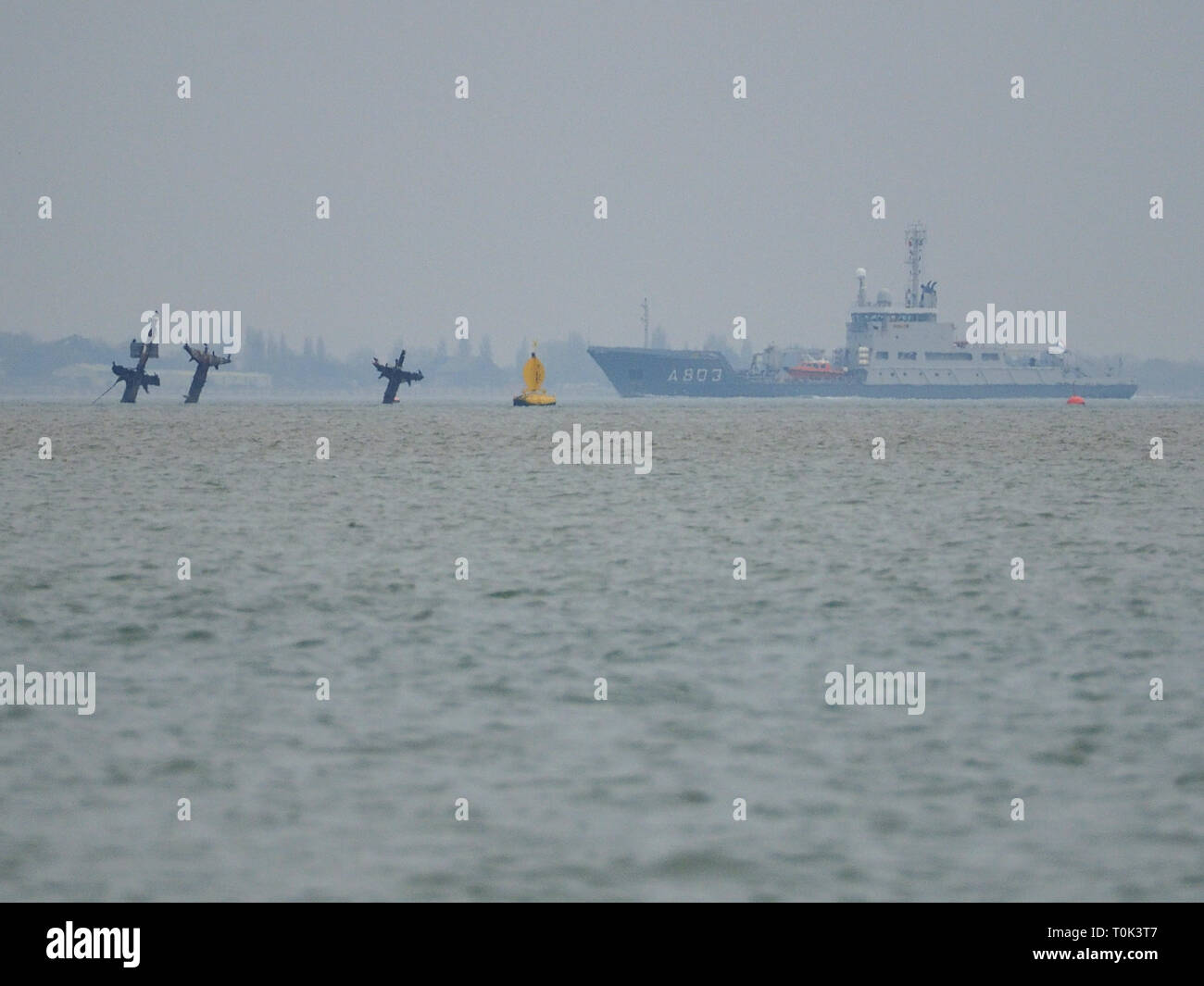 Sheerness, Kent, UK. 21st March, 2019. The Dutch survey vessel HNLMS ...