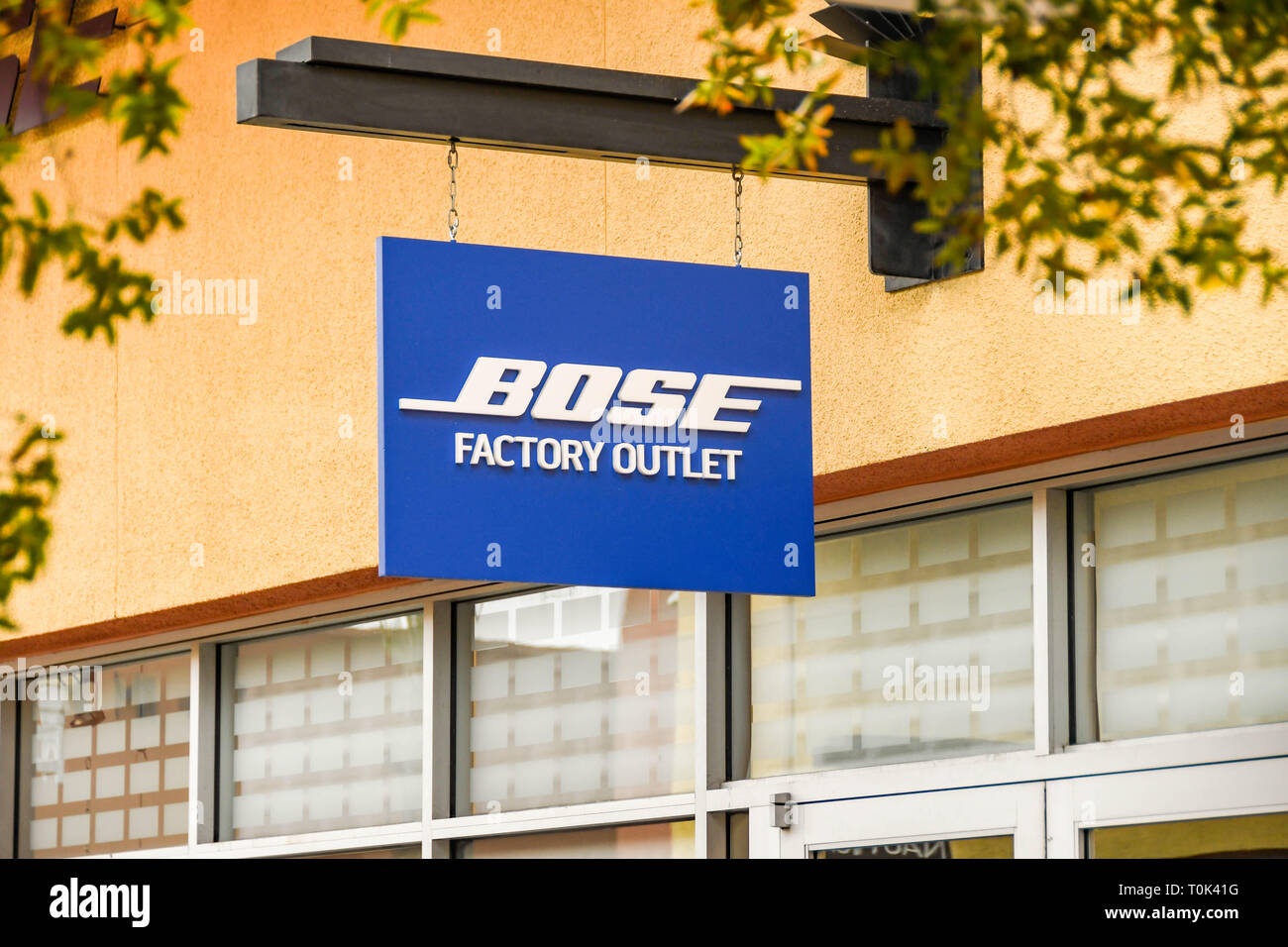LAS VEGAS, NV, USA - FEBRUARY 2019: Sign above the entrance to the Bose ...