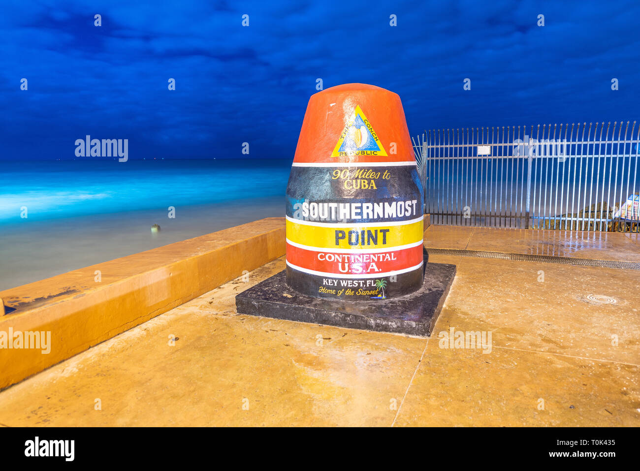 Southernmost Point landmark at night, Key West, Florida Stock Photo - Alamy