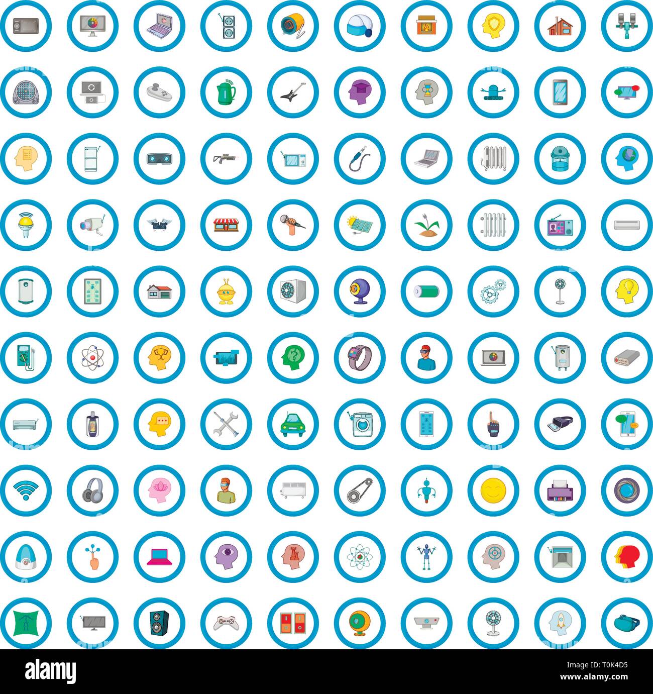 100 internet of things icons set, cartoon style Stock Vector Image ...