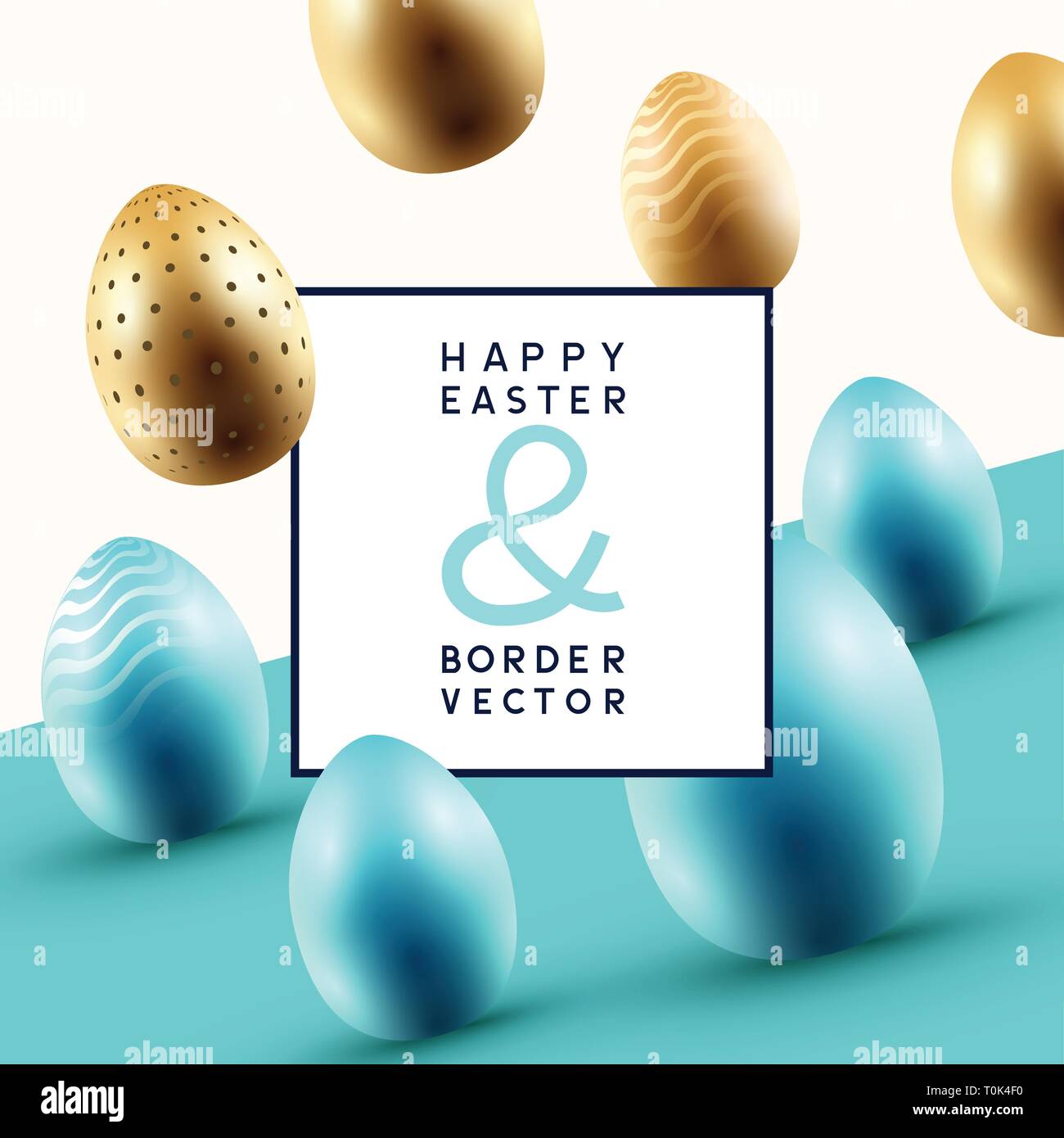 A happy Easter frame design with Easter eggs. Abstract vector ...