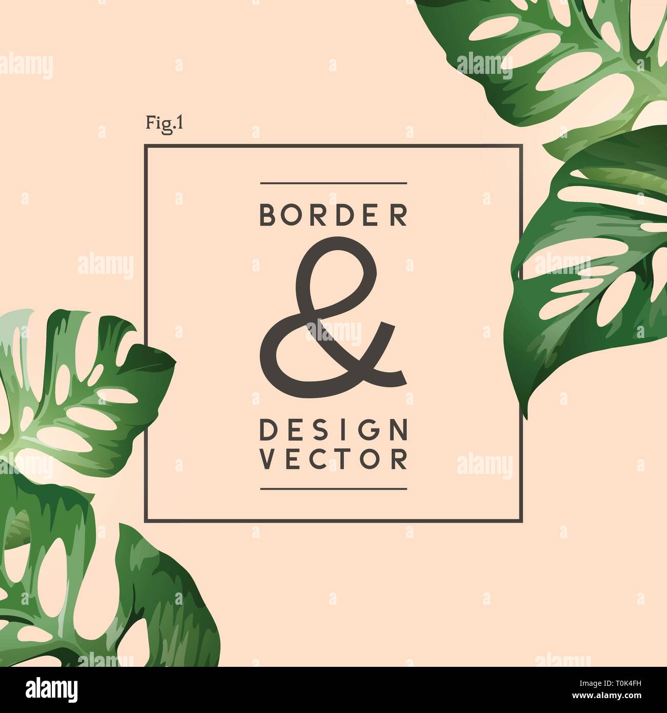 A minimal and elegant frame layout design with tropical leaves. Vector ...