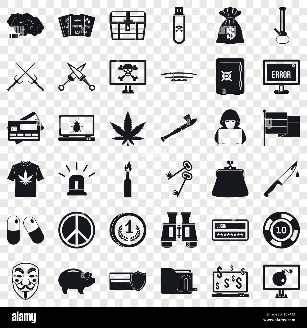 Criminal offence icons set, simple style Stock Vector Image & Art - Alamy