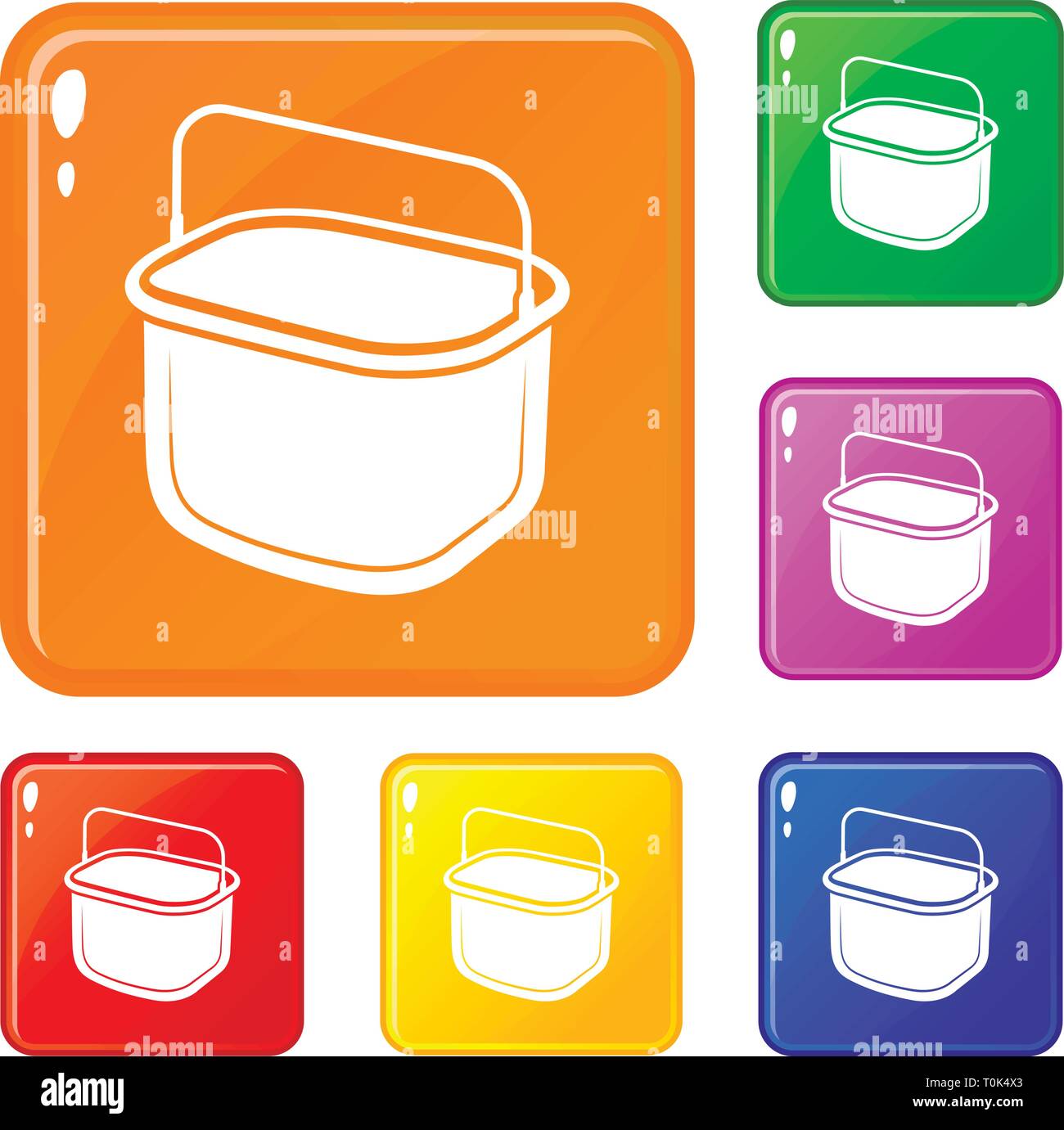 Small bucket icons set vector color Stock Vector Image & Art - Alamy