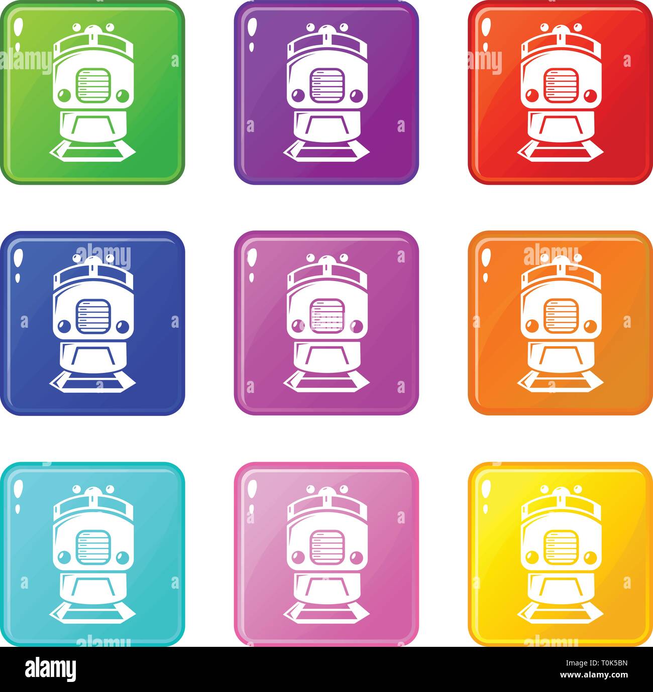 Train icons set 9 color collection Stock Vector Image & Art - Alamy
