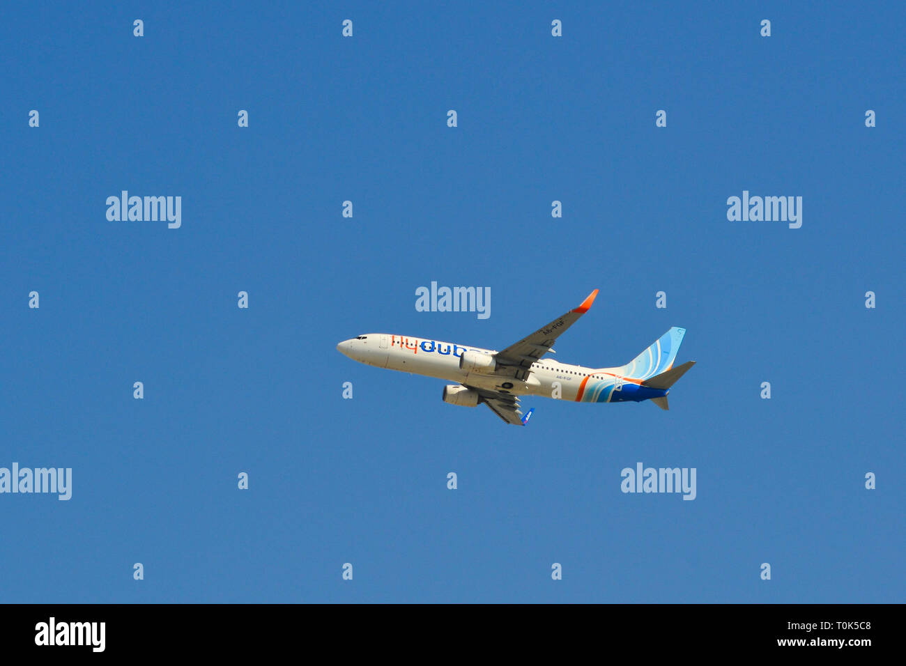 Dubai, UAE - Dec 9, 2018. A Boeing 737-800 airplane of flyDubai taking ...