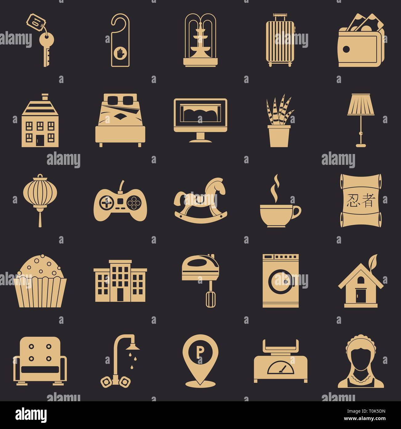Small house for rest icons set, simple style Stock Vector Image & Art ...