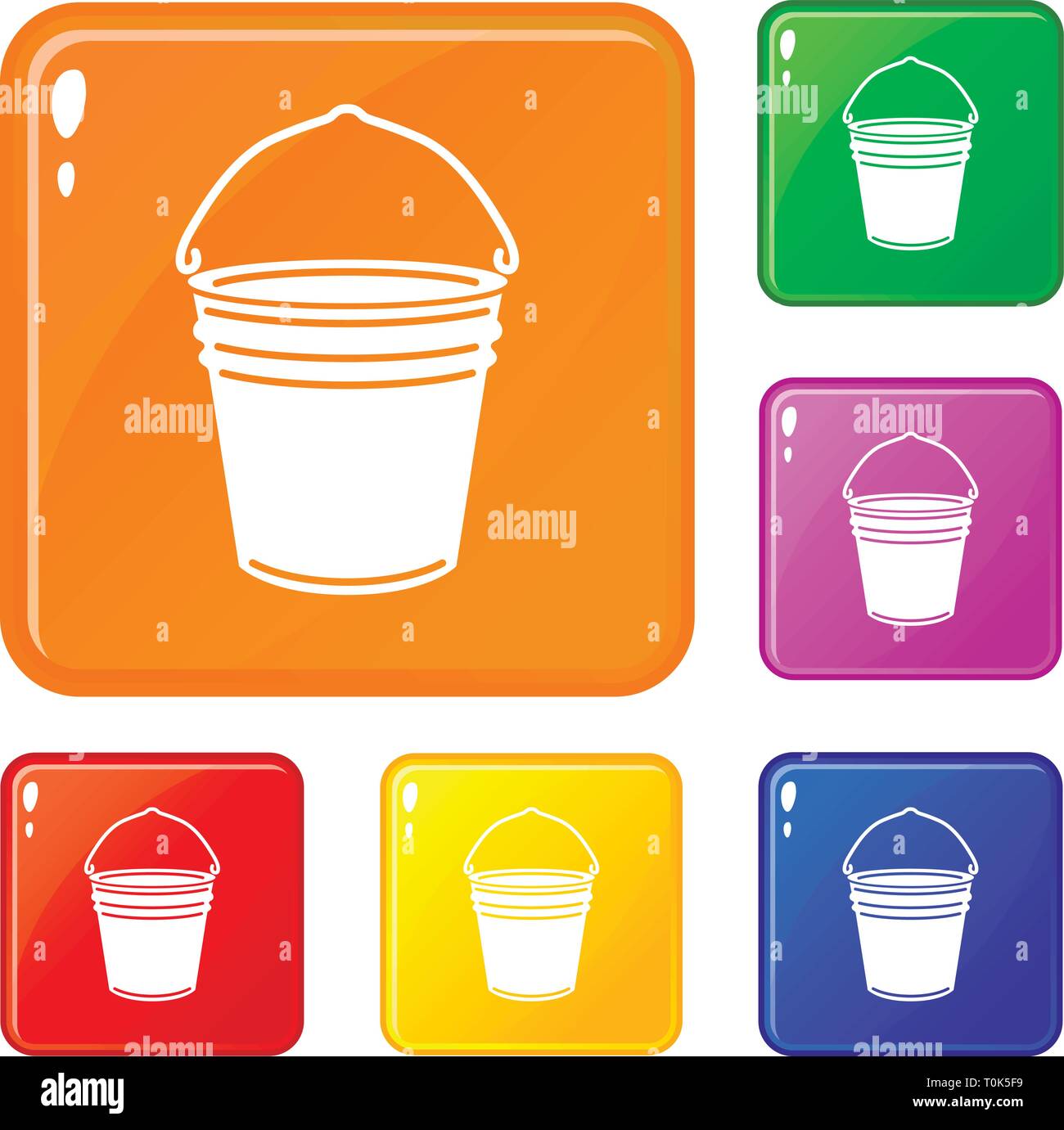 Metal bucket icons set vector color Stock Vector Image & Art - Alamy