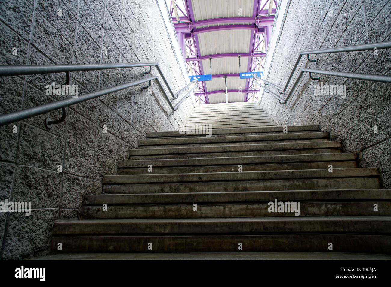 Underground passage stairs leading up on the street, underground ...