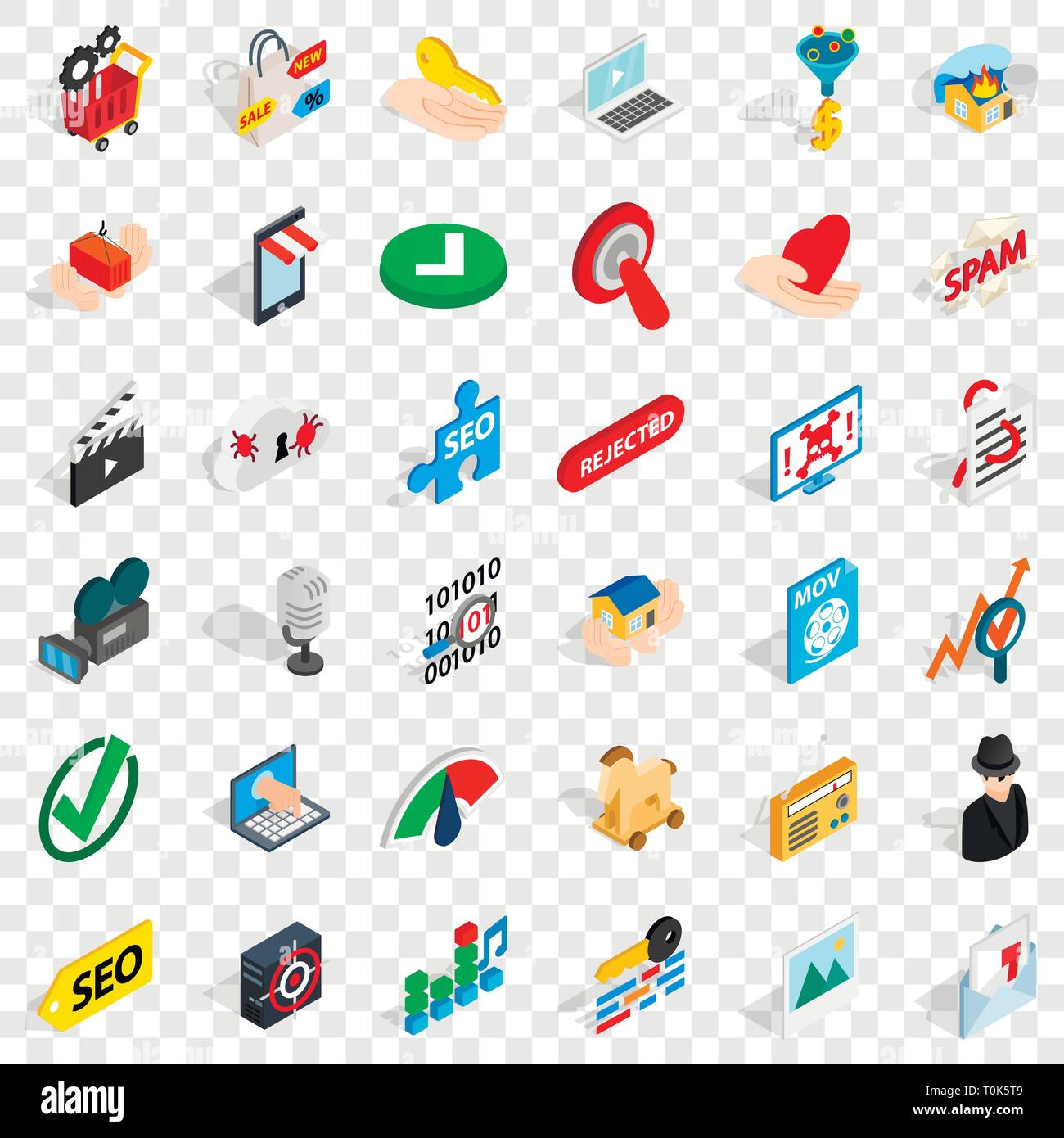 Computer protection icons set, isometric style Stock Vector Image & Art ...