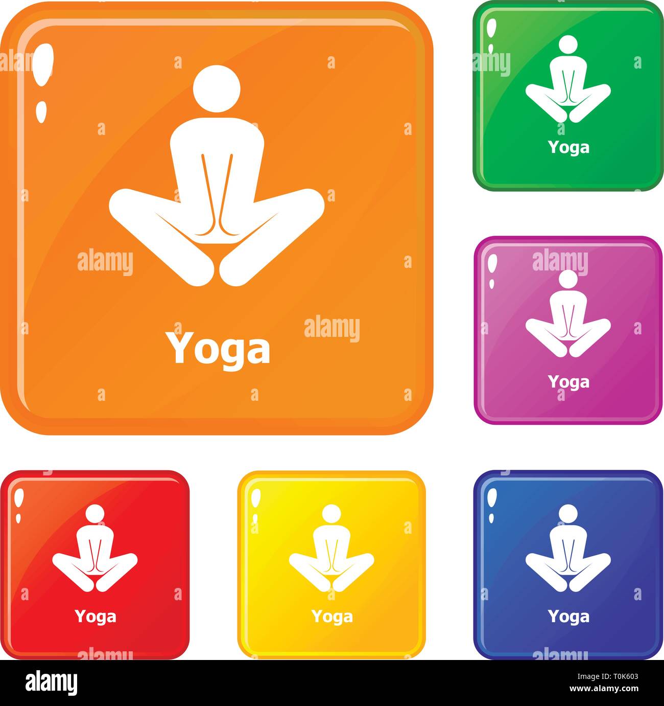 Yoga icons set vector color Stock Vector Image & Art - Alamy