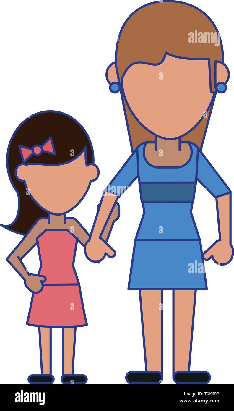 Family avatar faceless cartoon blue lines Stock Vector Image & Art - Alamy