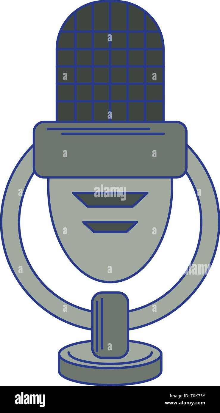 vintage microphone symbol isolated blue lines Stock Vector Image & Art ...