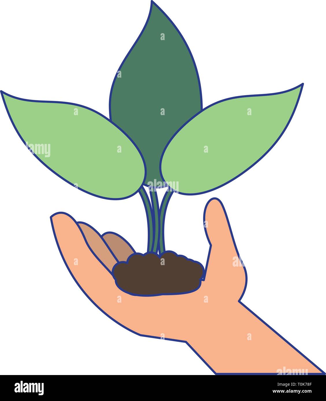 garden plant in hand cartoon blue lines Stock Vector Image & Art - Alamy
